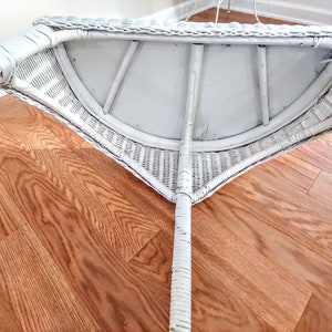 Vintage Half Round White Wooden Wicker Accent Table Half Circle Table ...