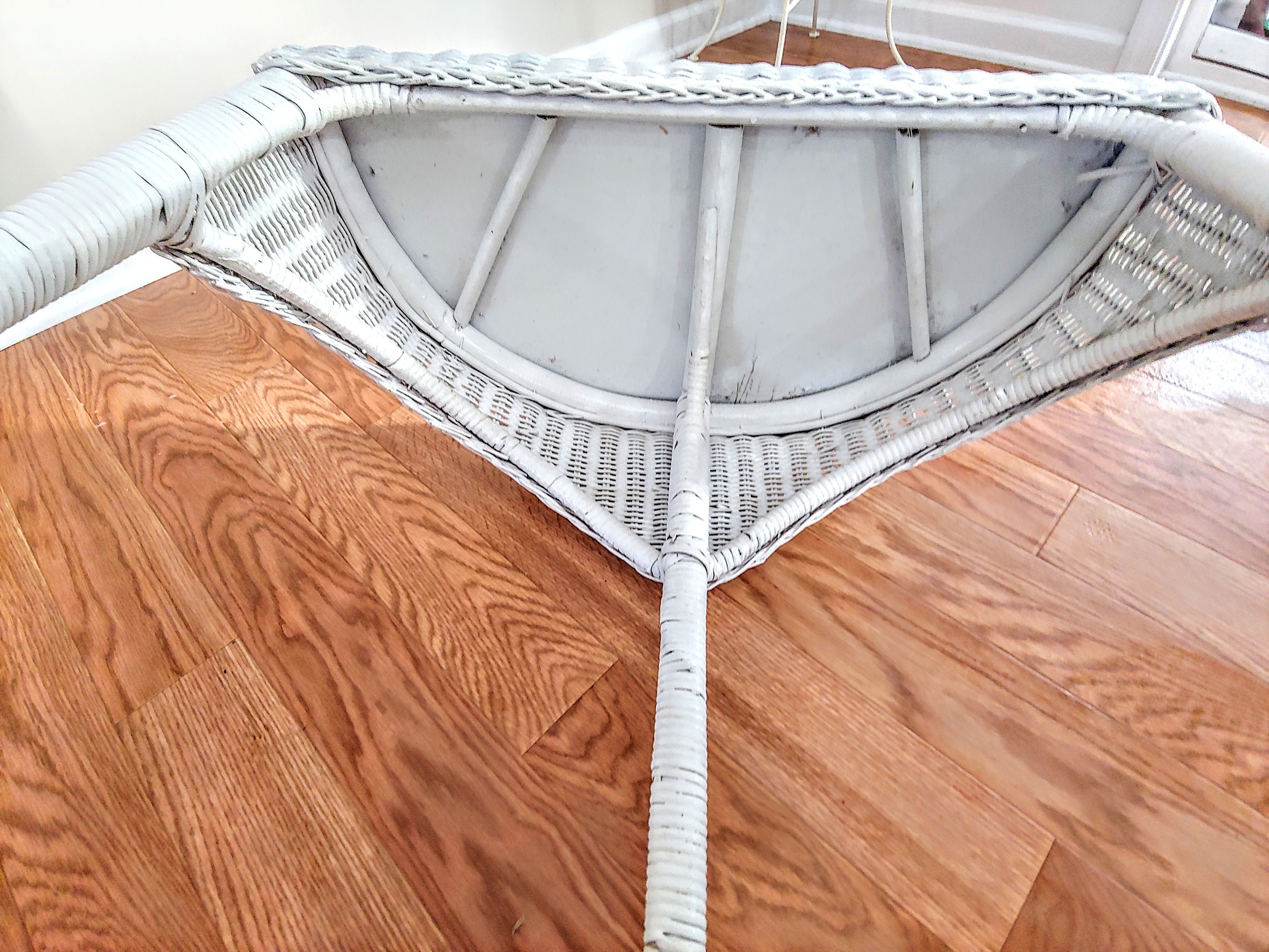 Vintage Half Round White Wooden Wicker Accent Table Half - Etsy