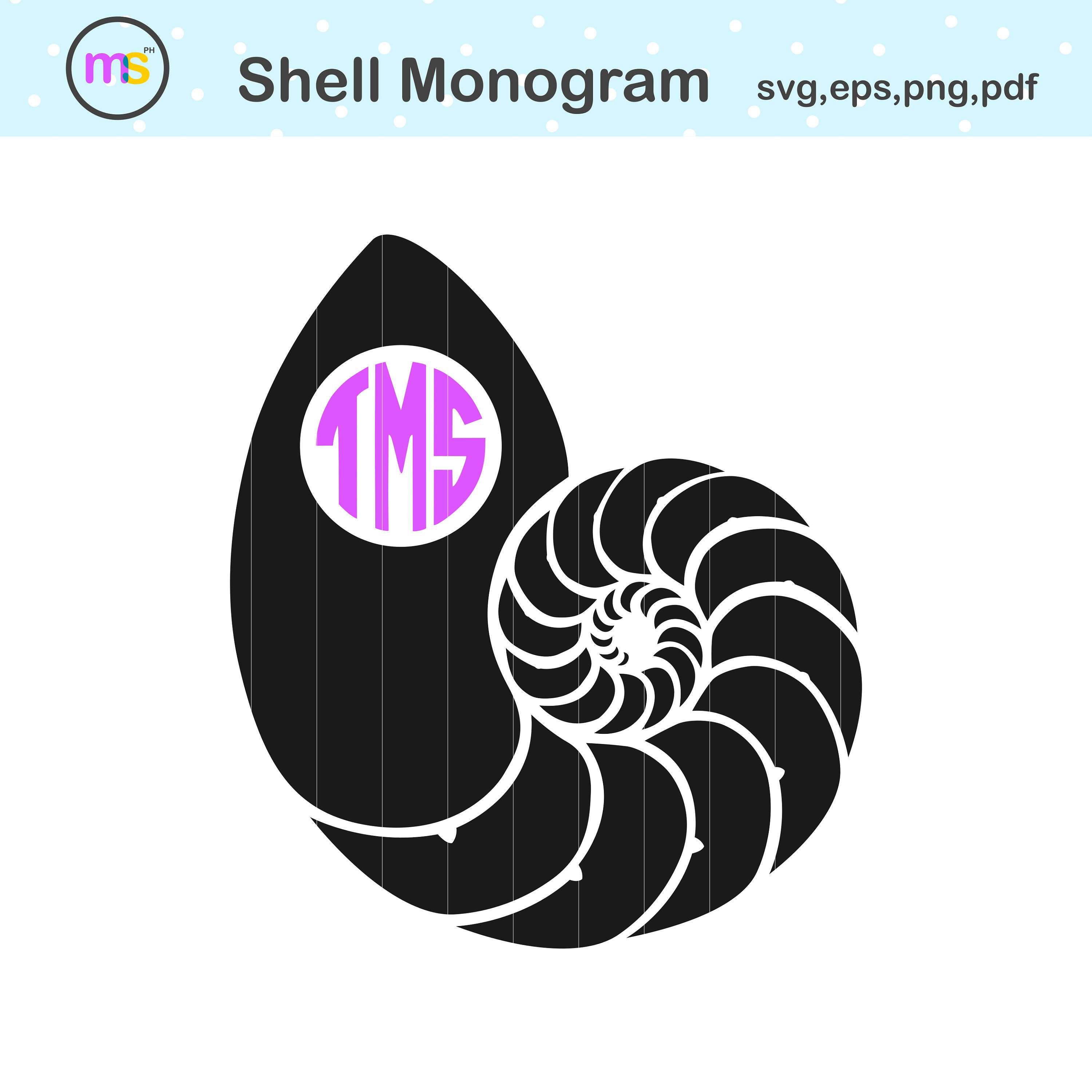 Shell Monogram Svg Seashell Monogram Svg Shell Svg Seashell | Etsy