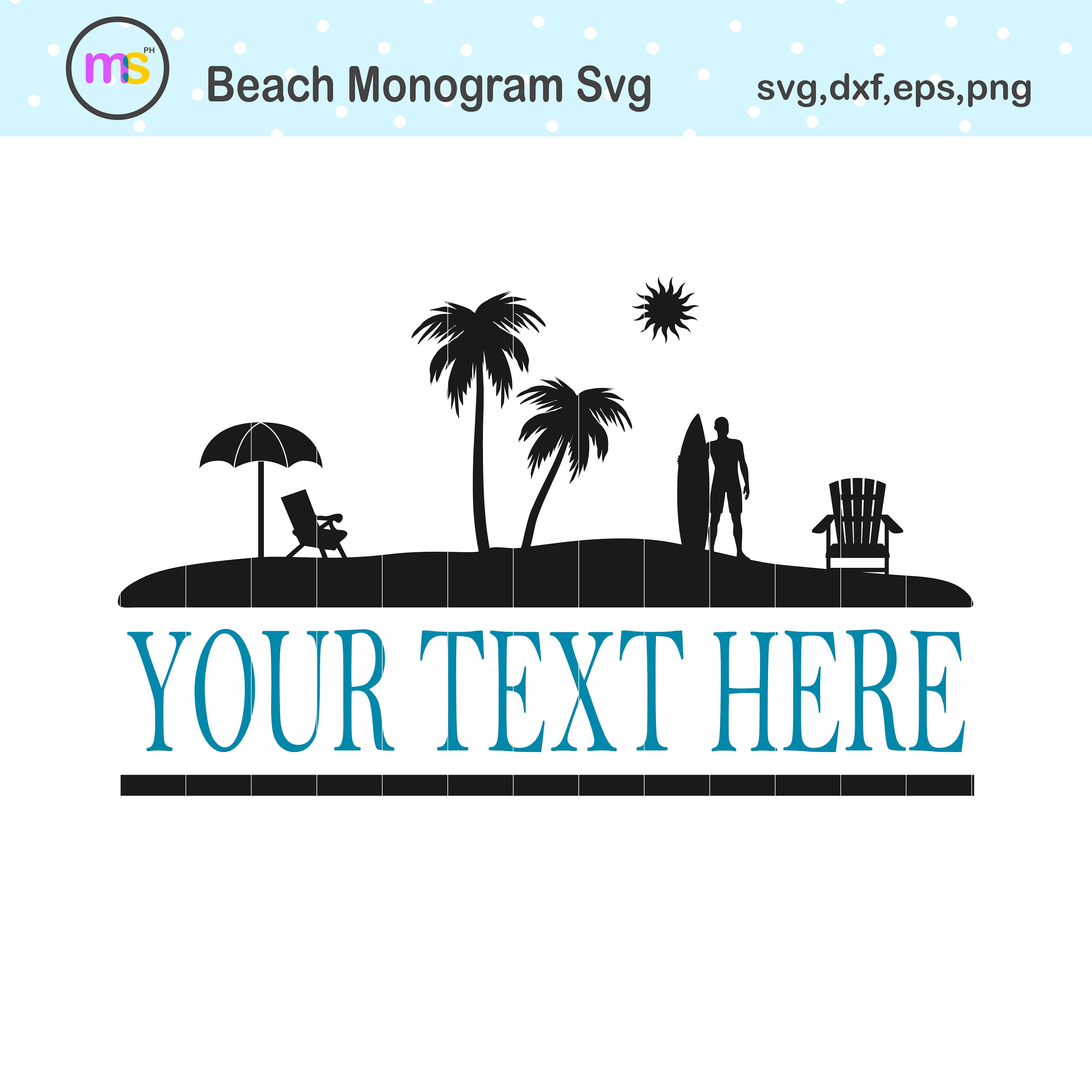 Beach Monogram Svg