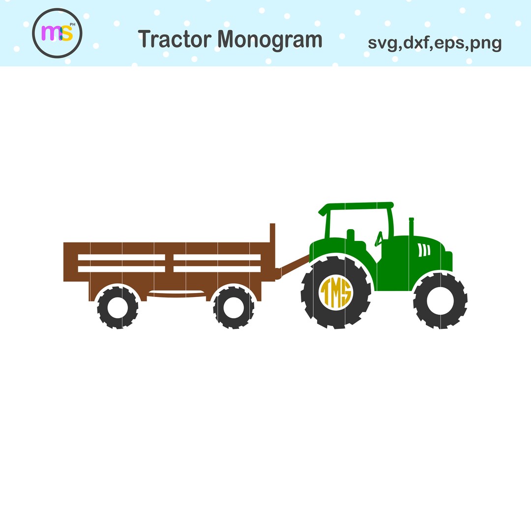 Tractor Monogram Svg, Tractor Svg, Tractor Clip Art, Tractor Cut File ...