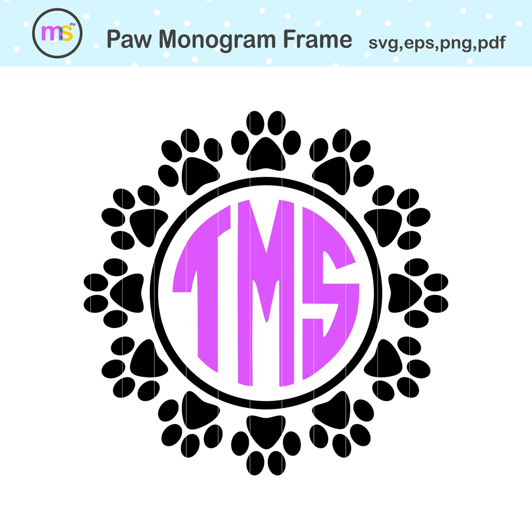 Paw Svg Paw Monogram Svg Dog Svg Dog Monogram Svg Paw Clip - Etsy