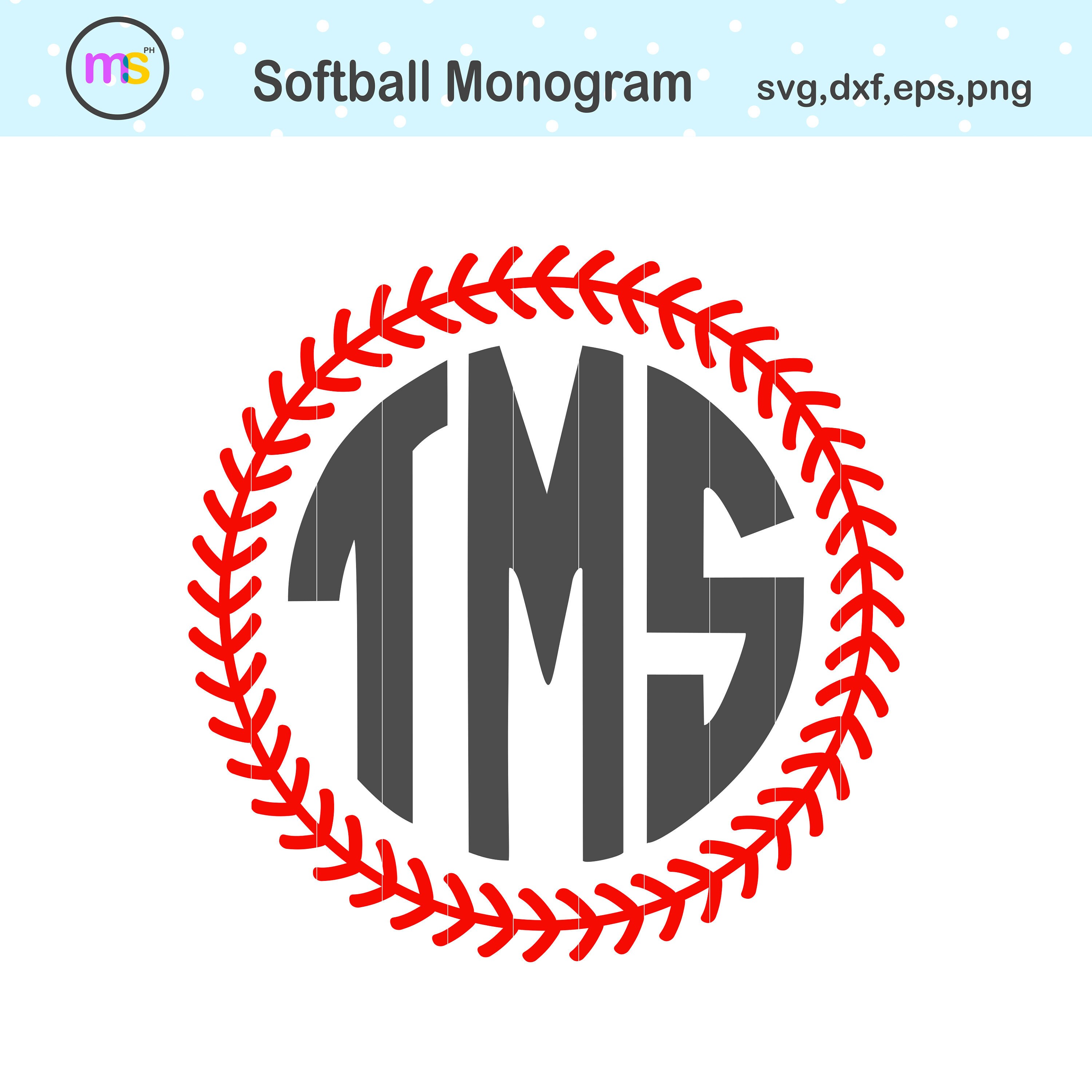 Softball Monogram Svg Softball Svg Softball Stitches Svg - Etsy