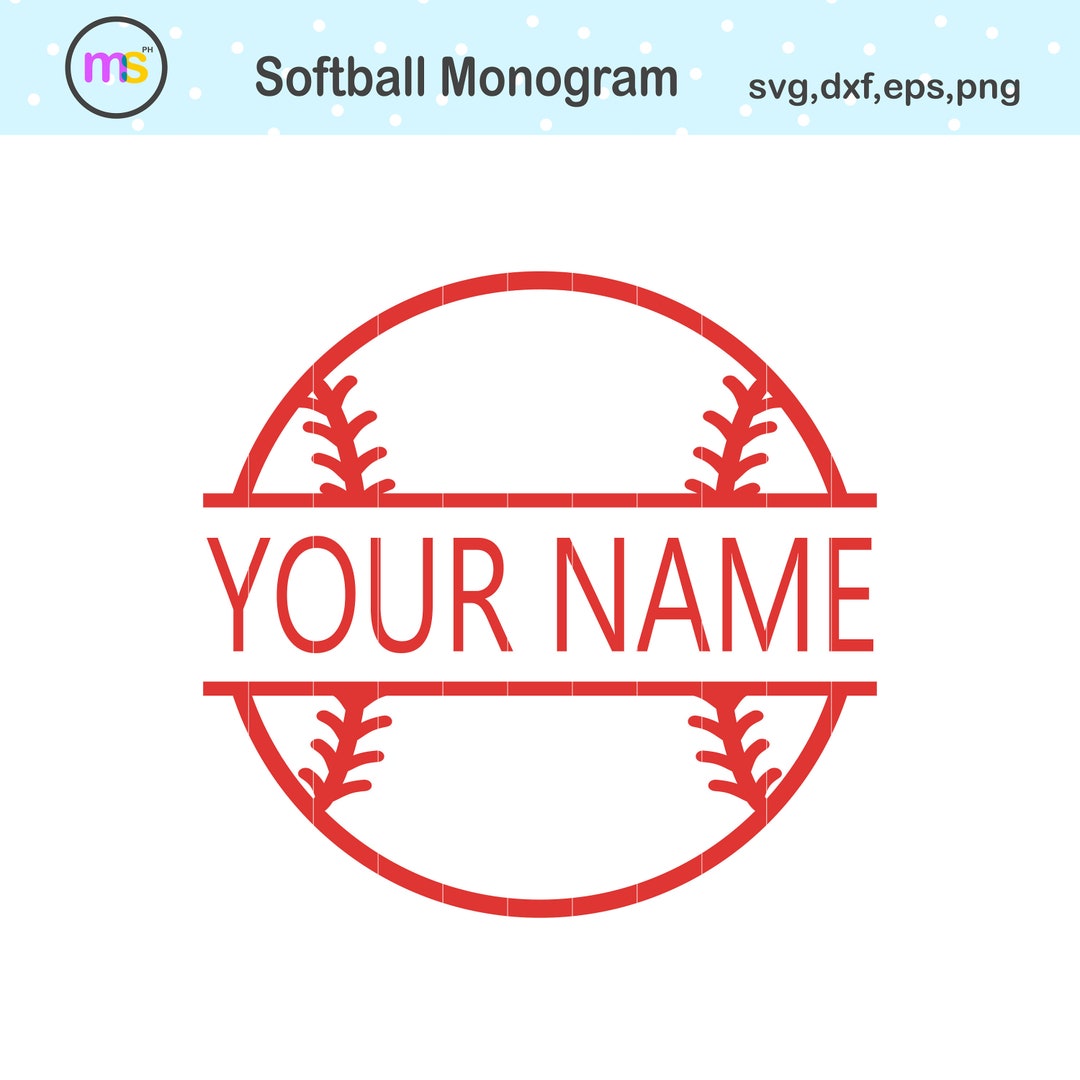 Softball Monogram Svg Softball Monogram Softball Clip Art - Etsy