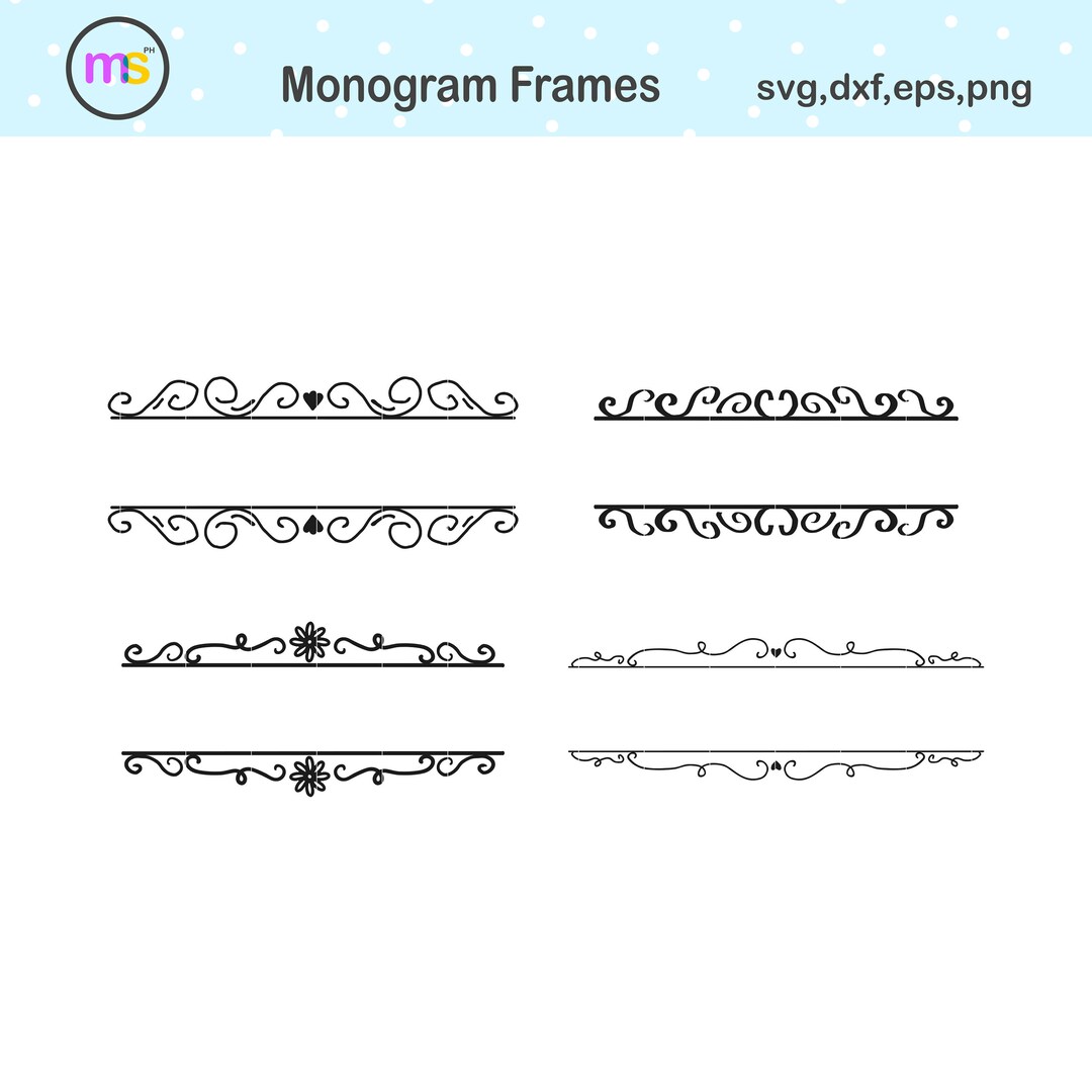 Monogram Frame Svg Swirl Frame Svg Swash Frame Svg Split - Etsy Ireland