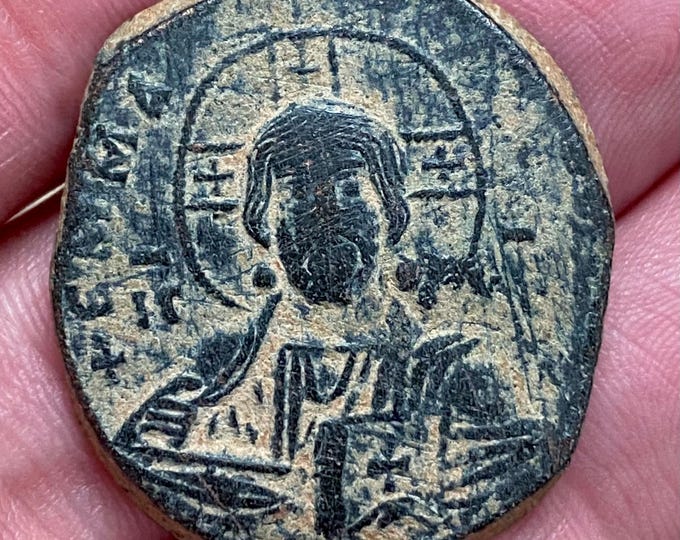 Jesus Christ Genuine Ancient Byzantine Bronze Follis - Christ Holding ...