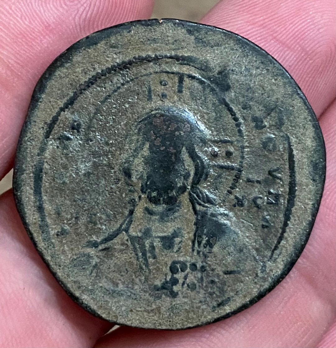 Jesus Christ Genuine Ancient Byzantine Bronze Follis - Christ Holding Gospels, (jesus King of ...