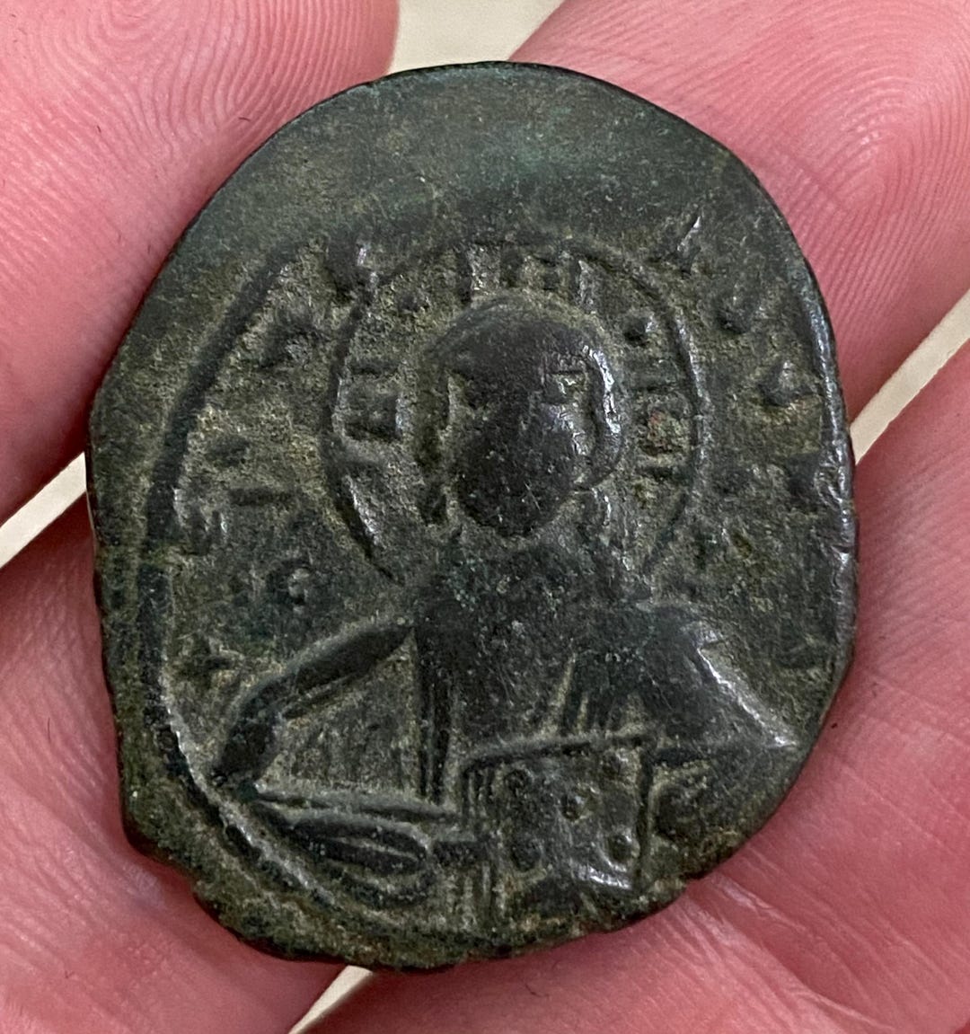 Jesus Christ Genuine Ancient Byzantine Bronze Follis - Christ Holding Gospels, (jesus King of ...