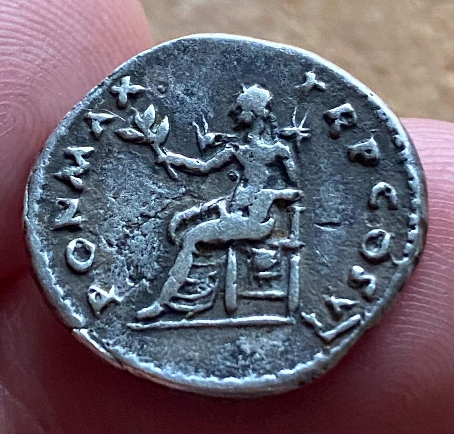 Vespasian AD 70 Ancient Roman Silver Denarius Rare Goddess Pax Seated W ...