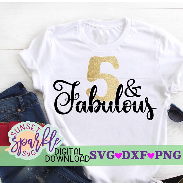 5 and Fabulous Svg - Etsy
