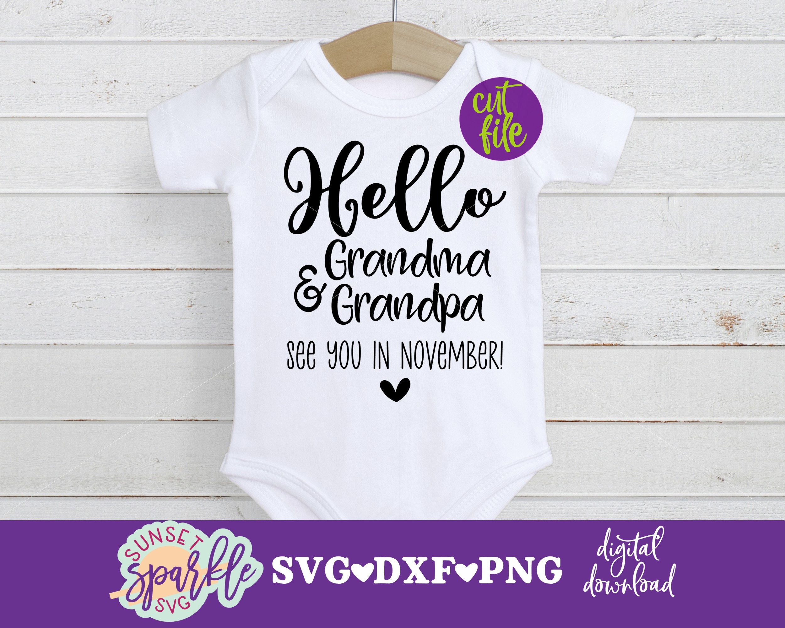 Hello Grandma and Grandpa Svg - Baby Announcement Svg, Pregnancy Svg ...