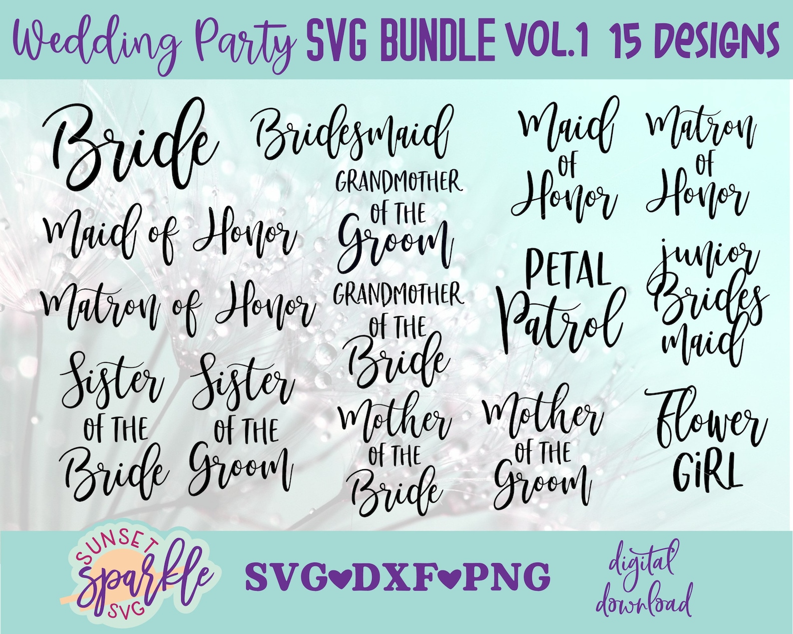 Wedding Party Svg Bundle 1, Bridal Party Svg Files, Dxf, File, Png File ...