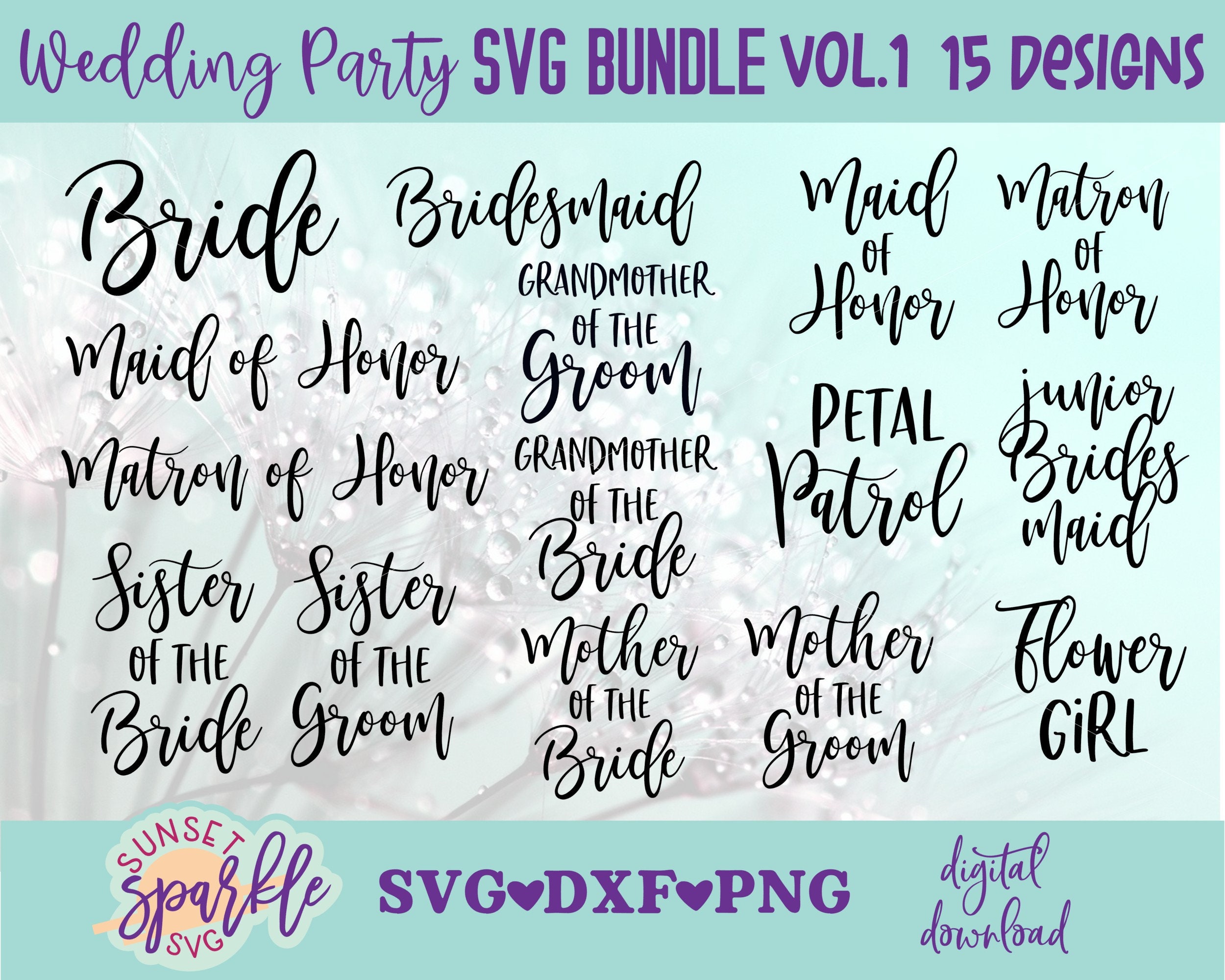 Wedding Party Svg Bundle 1, Bridal Party Svg Files, Dxf, File, Png File ...