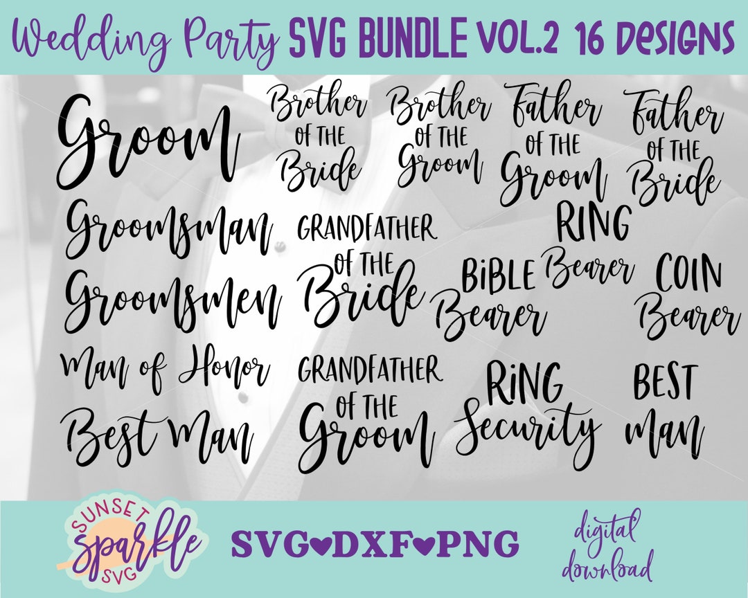 Wedding Party Svg Bundle 2, Bridal Party Svg Files, Dxf, File, Png File ...