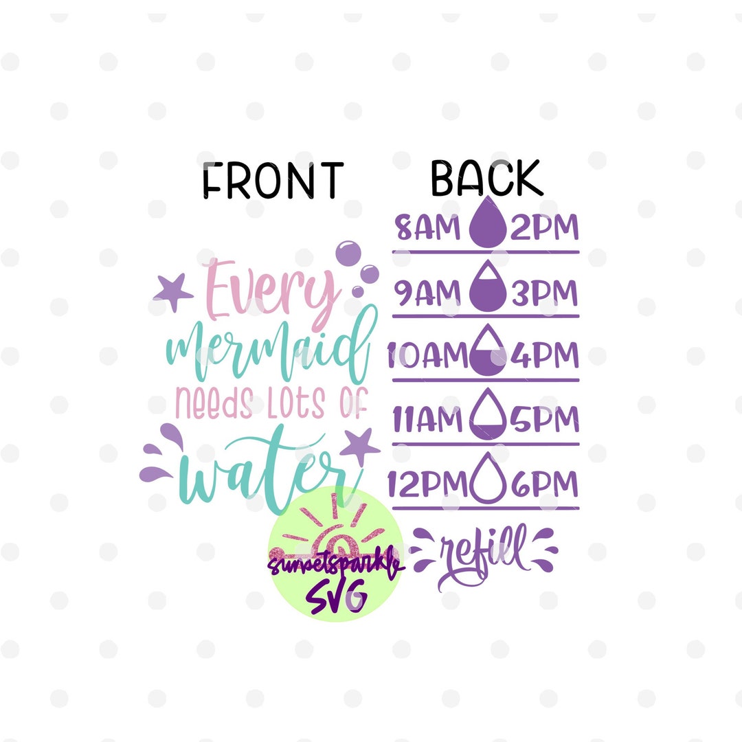 Mermaid Water Svg, Water Tracker Svg, Dxf, Png, Drink Your Water Svg ...