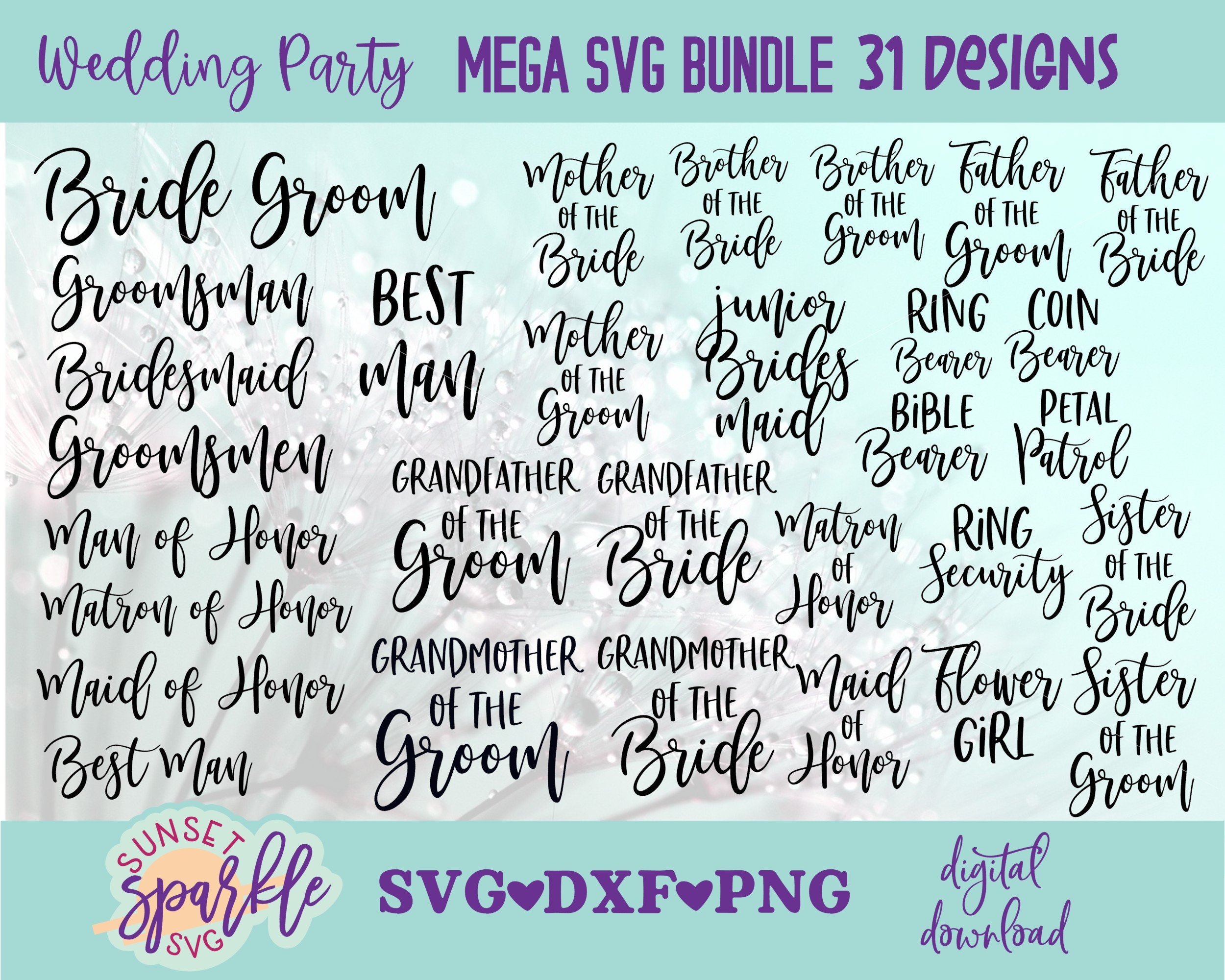 Wedding Party Svg Mega Bundle Bridal Party Svg Files Dxf - Etsy Canada