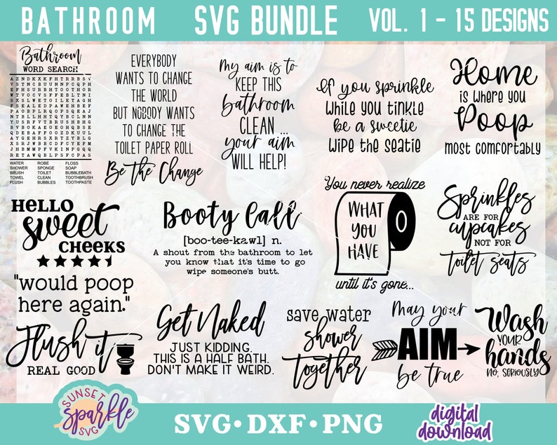 Bathroom Svg Bathroom Bundle SVG Files Bathroom Svg Dxf | Etsy Canada