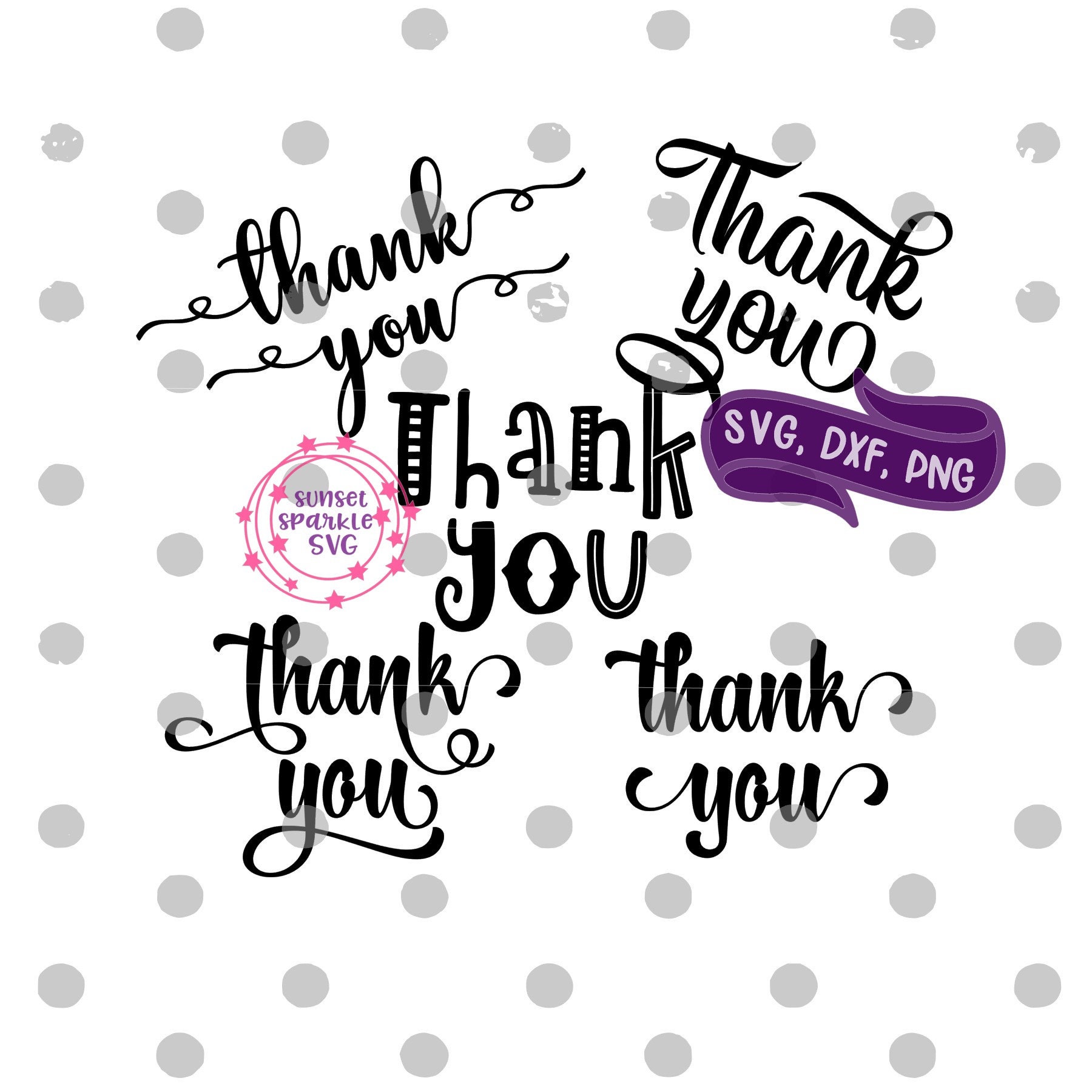 Thank You Svg, Dxf, Png, Instant Download, Thank You Clip Art, Thank ...