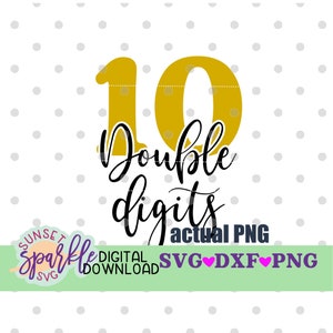 10th Birthday Svg - Double Digits Svg - Birthday Svg, Dxf, Png, 10 ...