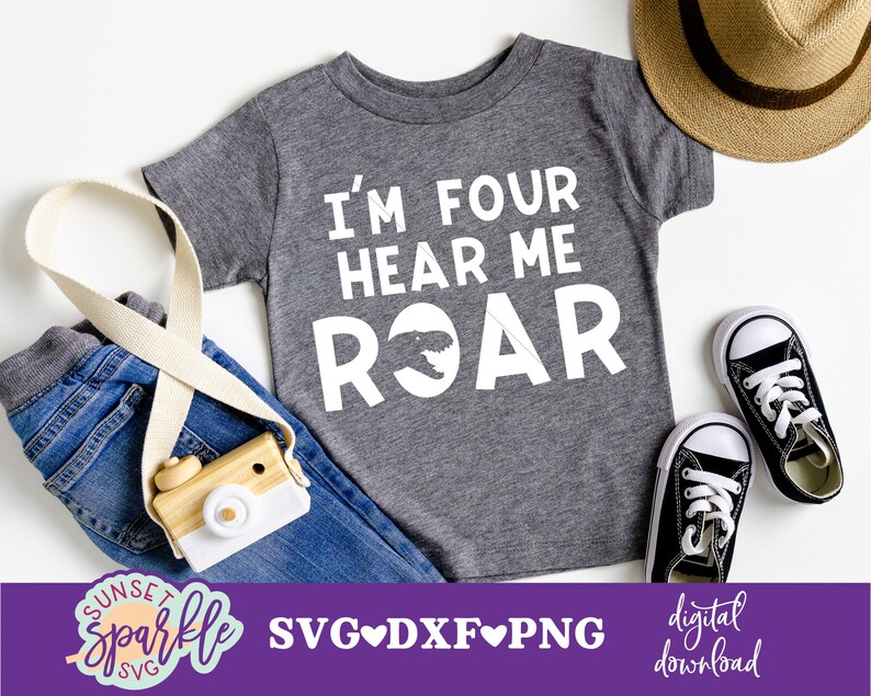 I Am Four Hear Me Roar Svg, Boy Shirt Svg, Four Years Old Svg, Toddler ...