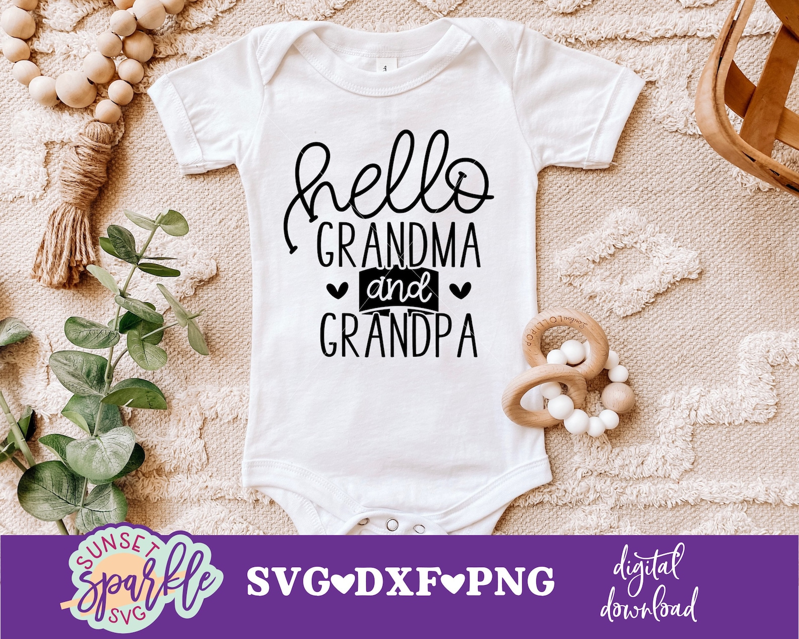 Hello Grandma and Grandpa Svg Baby Announcement Svg | Etsy
