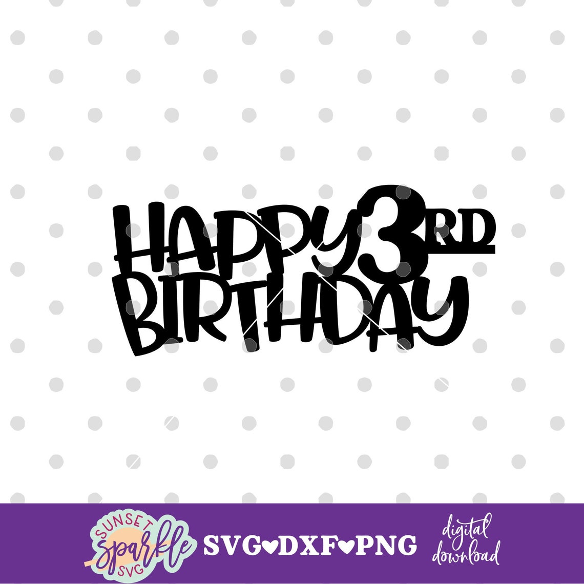 Cake Topper Svg Happy 3rd Birthday Svg 3rd Birthday Svg - Etsy