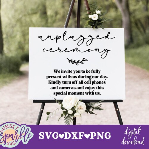 Welcome to Our Unplugged Ceremony Svg Wedding Sign Svg - Etsy
