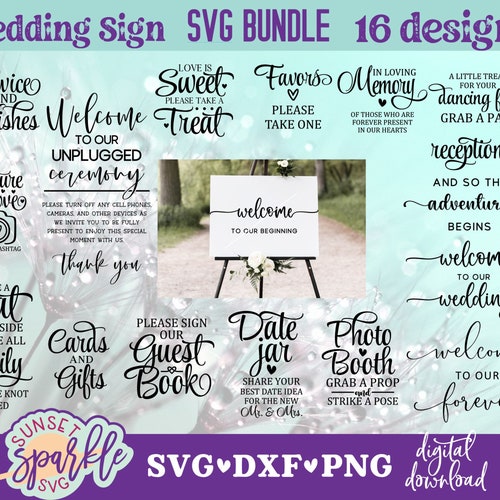 Wedding Sign Svg Bundle Wedding Deco Png Dxf - Etsy
