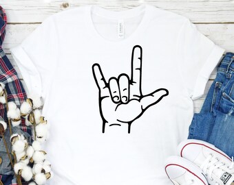 ASL Love Tshirt Love Sign Language I Love You Shirt Hand - Etsy