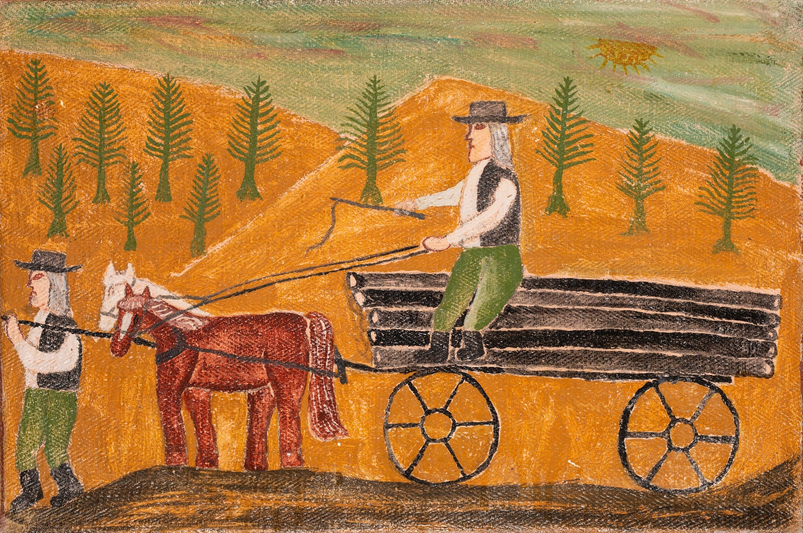 Original Eastern European Folk Art: Naive Painting of Village Life From ...