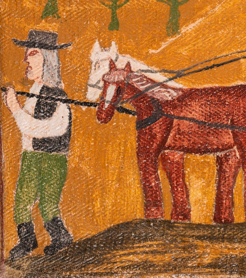 Original Eastern European Folk Art: Naive Painting of Village Life From ...