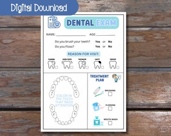 Printable Dentist Exam, Pretend Play, Dental Exam & Activities, Kids ...