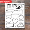Printable All About My Dad Interview. Dada, Daddy, Papa & Grandpa ...