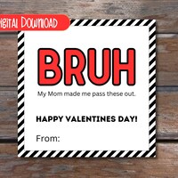 Printable Bruh Valentine's Day Cards: Funny Classroom Valentines (PDF ...