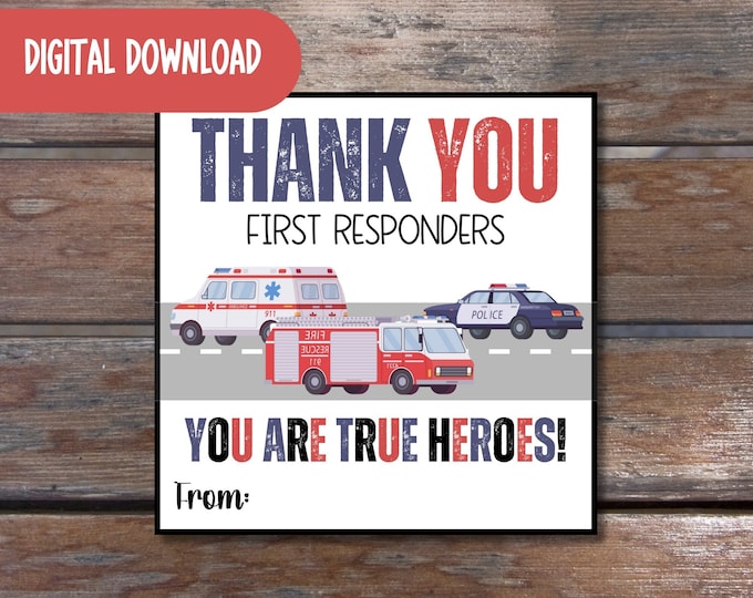 First Responder Gift, Thank You First Responder, Police Fire Ambulance ...