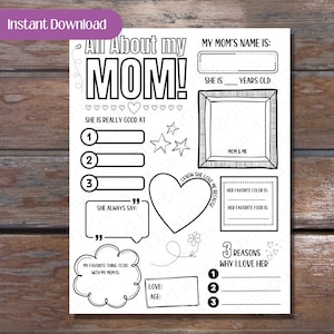 All About My Mom, All About My Mum Printable, Mother’s Day Activity ...