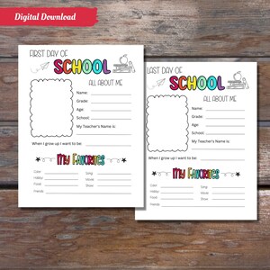 Printable First and Last Day of School All About Me Page Keepsake - Etsy