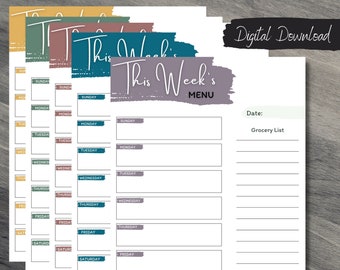 Printable Weekly Menu Download Meal Planner PDF File - Etsy