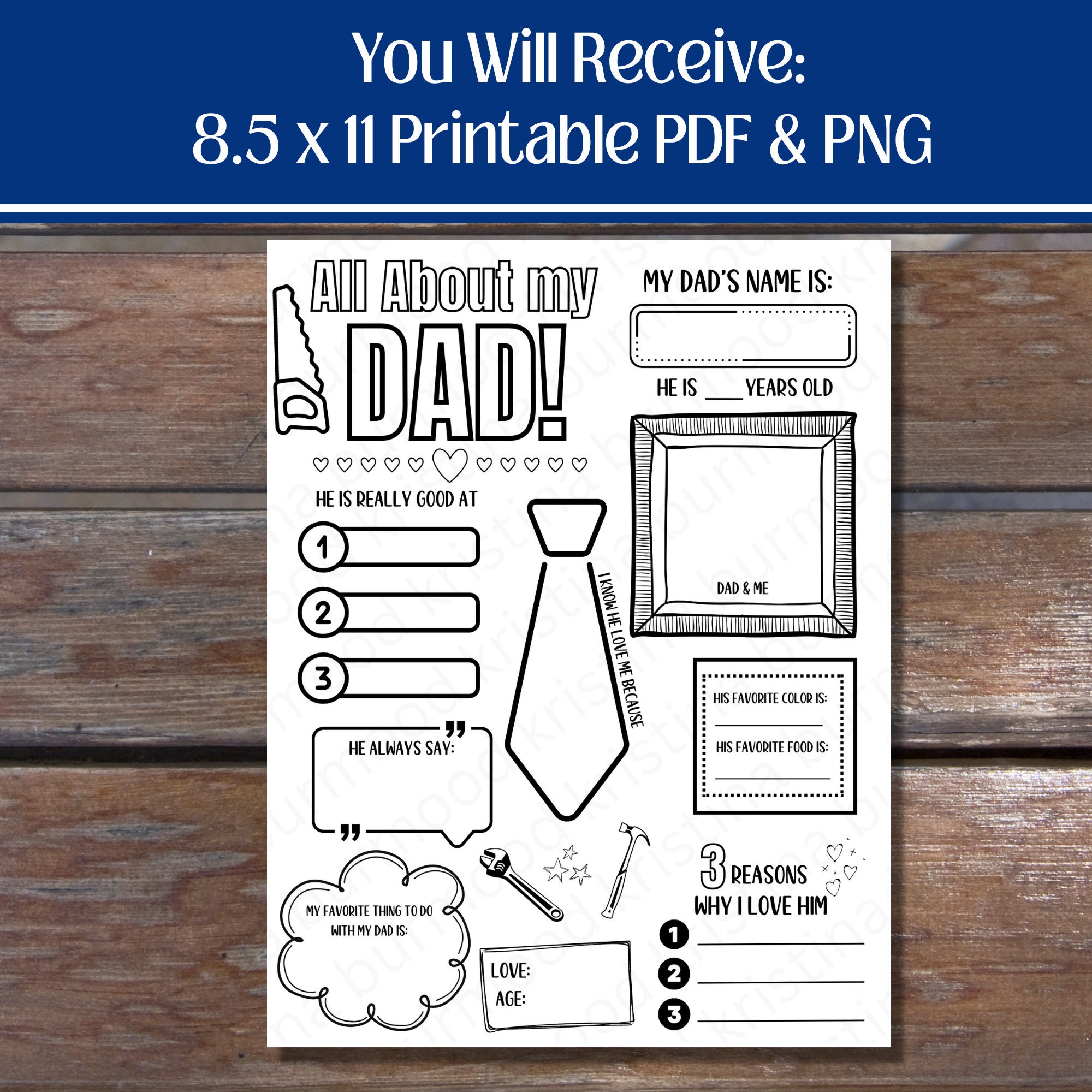 All About My Dad, Printable, Father's Day Activity Coloring Page, Gift ...
