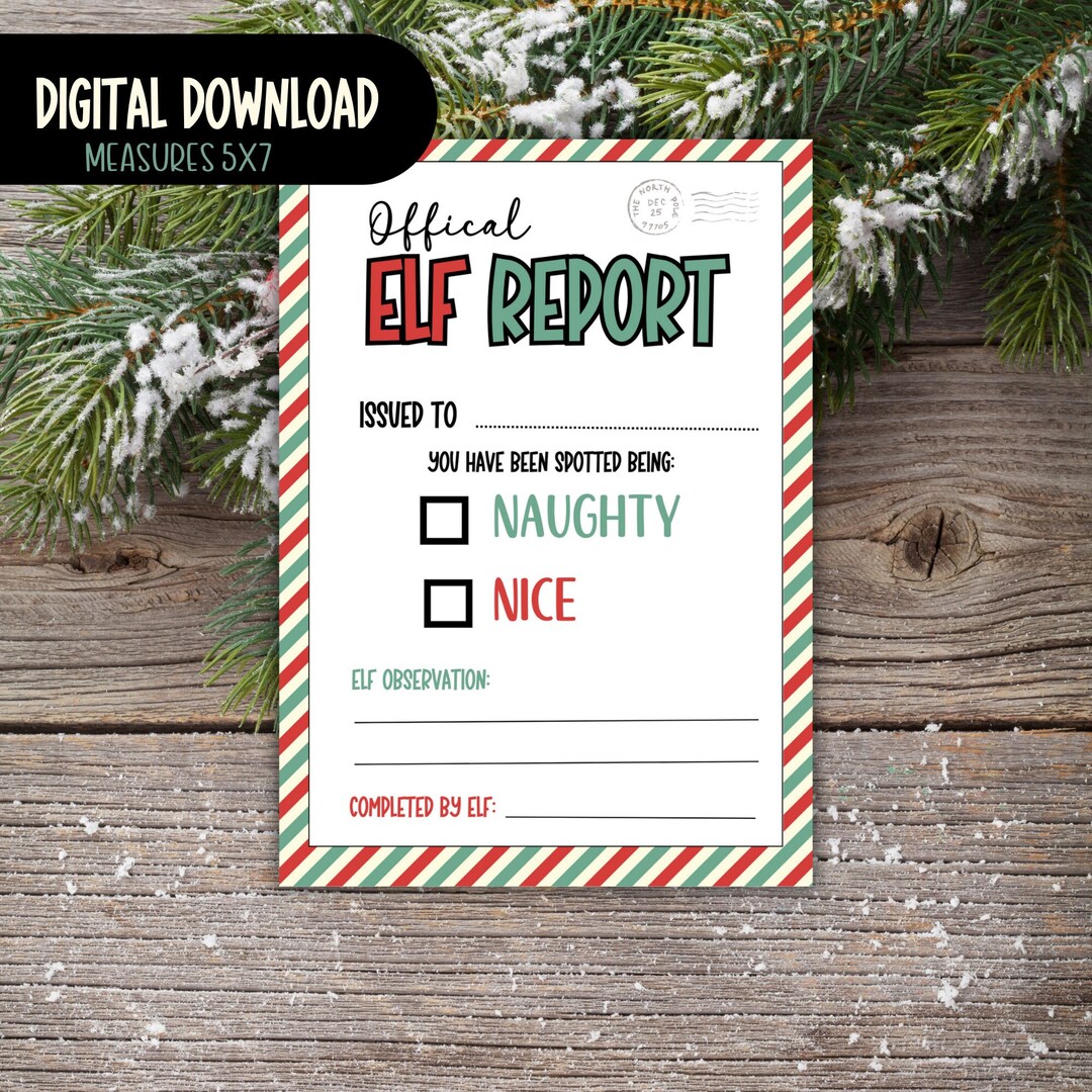 Printable Elf Report - Instant Download -ELF Report Card - Etsy