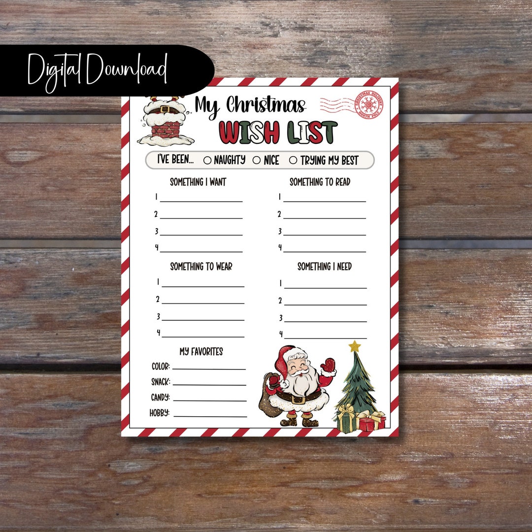 Printable Christmas Wish List Template (PDF) - Etsy