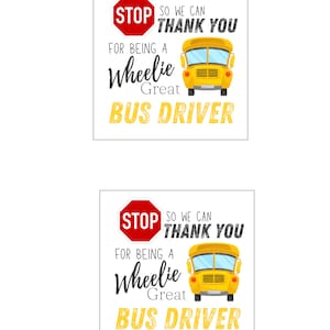 School Bus Driver Gift Tags Printable Thank You Printable - Etsy
