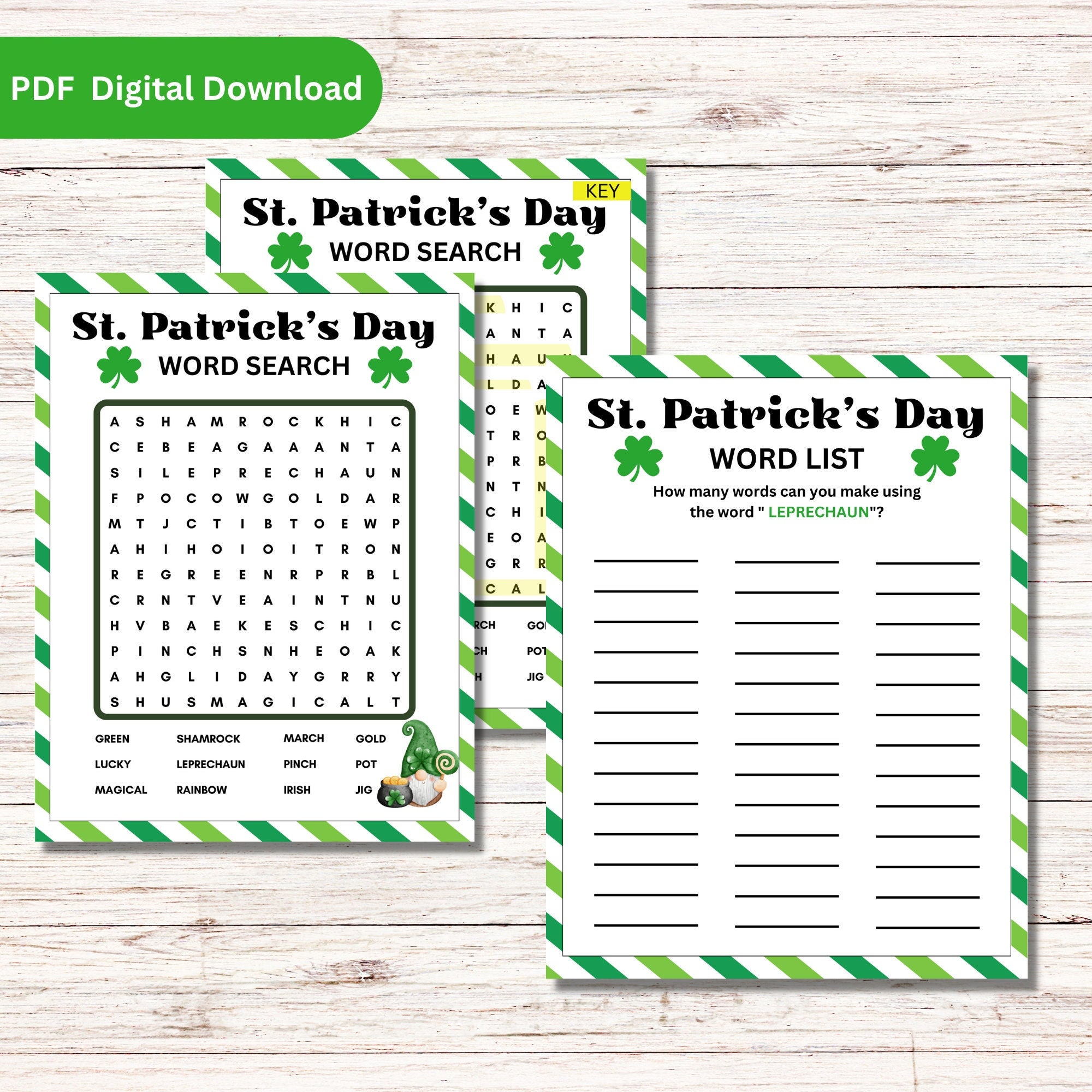 St. Patrick's Day Word Search-word List Scramble-printable Games- - Etsy