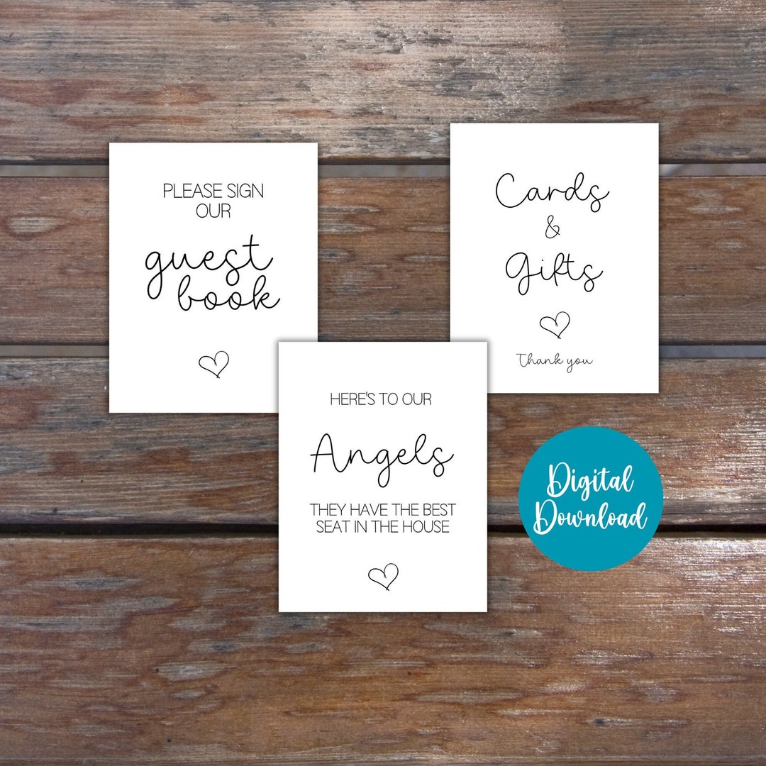 Printable Wedding Signs Bundle | Guest Book, Gifts & Cards, Thank You ...