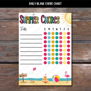 Summer Chore Charts Bundle - Daily and Weekly Chores (PDF & PNG Files ...