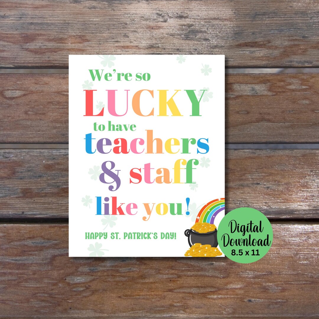Teacher Appreciation St. Patrick's Day Sign (digital Download) - Etsy