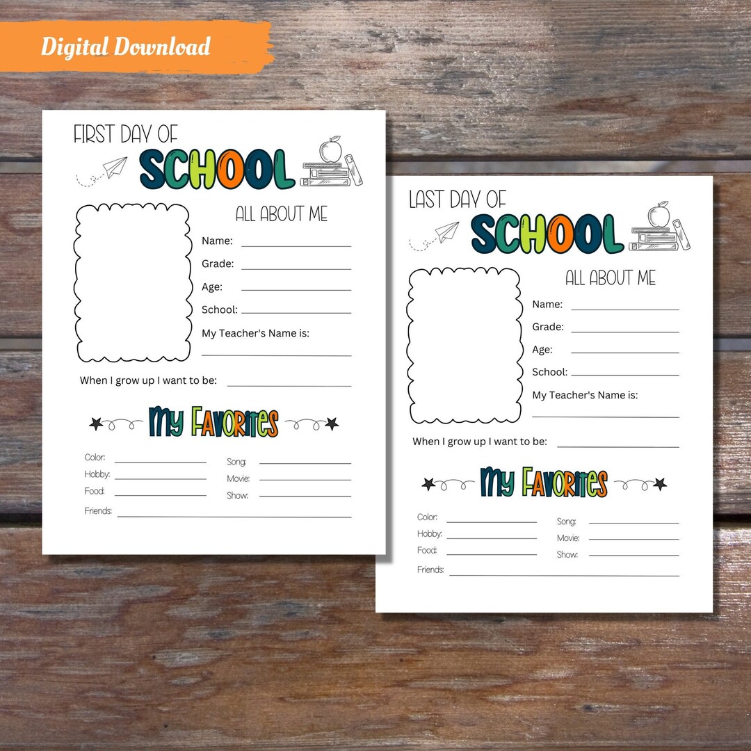 Printable First and Last Day of School | All About Me Page | Keepsake ...