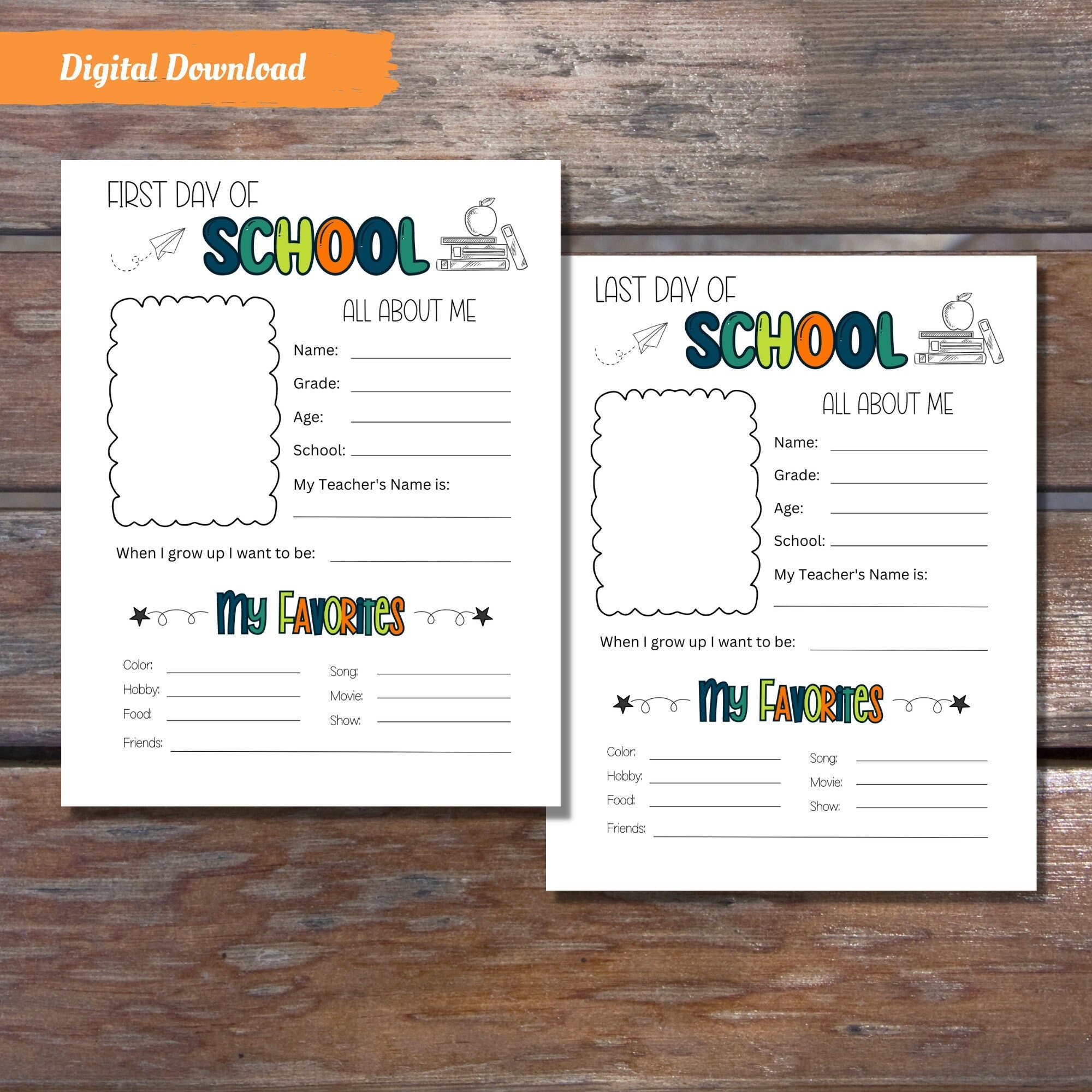 Printable First and Last Day of School | All About Me Page | Keepsake ...