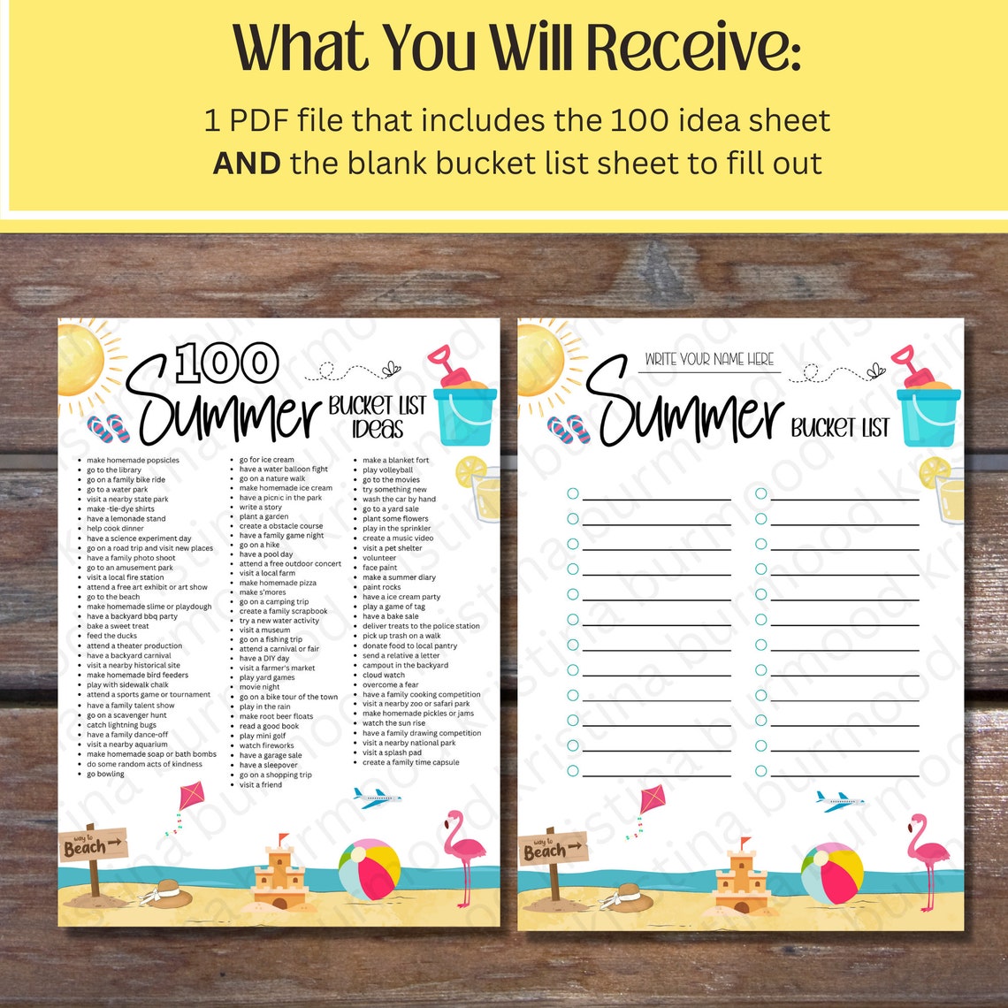 Printable Summer Bucket List , Blank Bucket List, 100 Ideas, Summer to ...