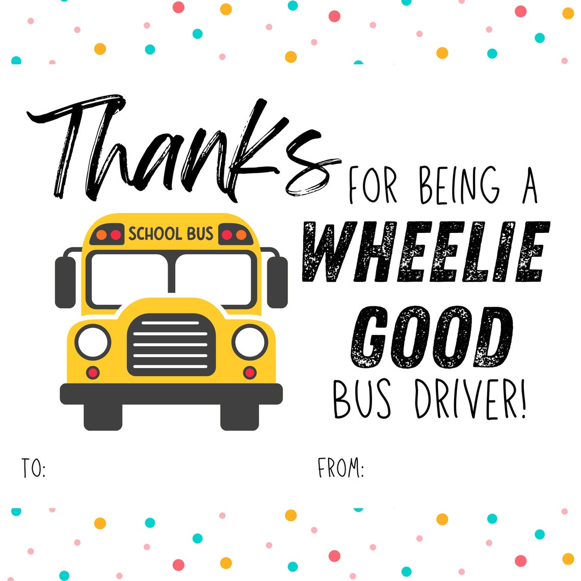 School Bus Driver Gift Tags Printable, Thank You Printable Tags, School ...